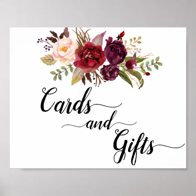 Marsala Burgundy Boho Roses Cards & Gifts Sign | Zazzle