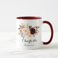 Marsala burgundy Floral bridesmaid Mug | Zazzle