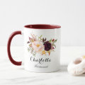 Marsala burgundy Floral bridesmaid Mug | Zazzle