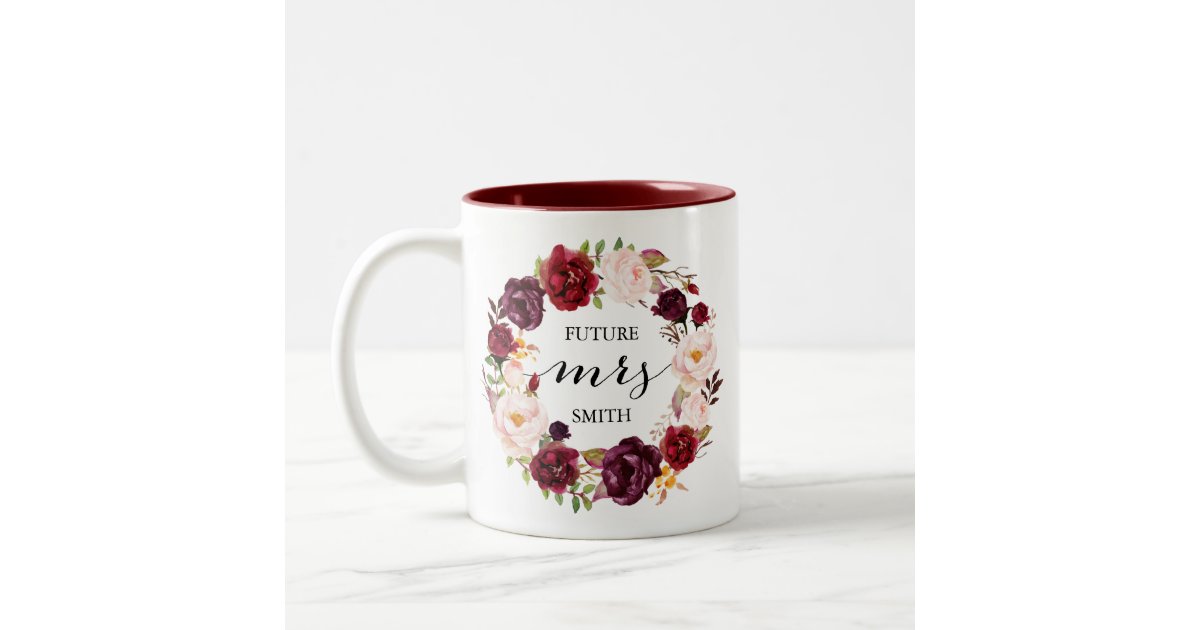 Marsala Floral Wedding Planning Mrs Coffee Mug | Zazzle