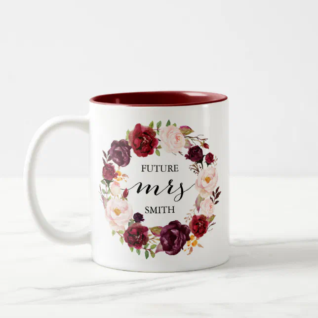 Marsala Floral Wedding Planning Mrs Coffee Mug | Zazzle