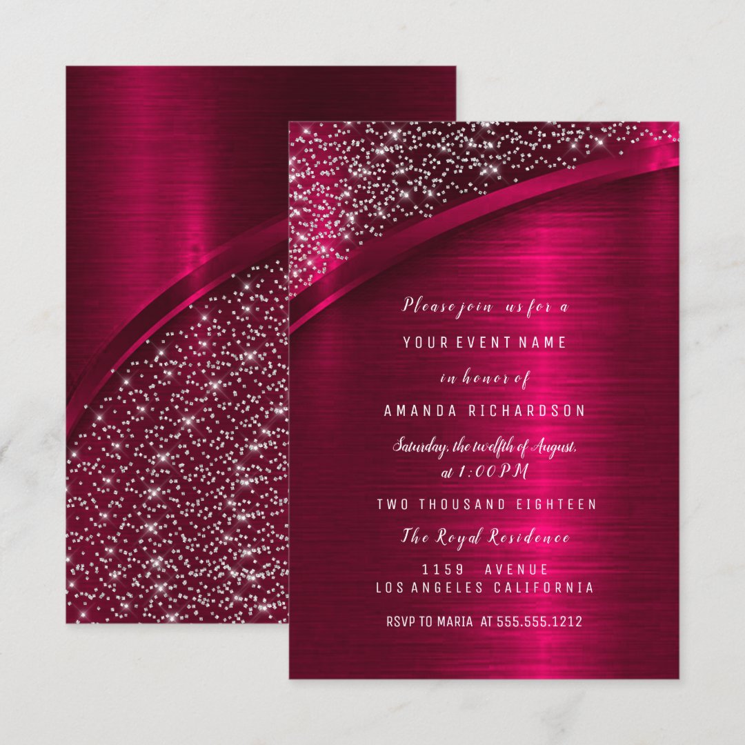 Marsala Glitter Bridal Shower Birthday Sweet 16th Invitation | Zazzle