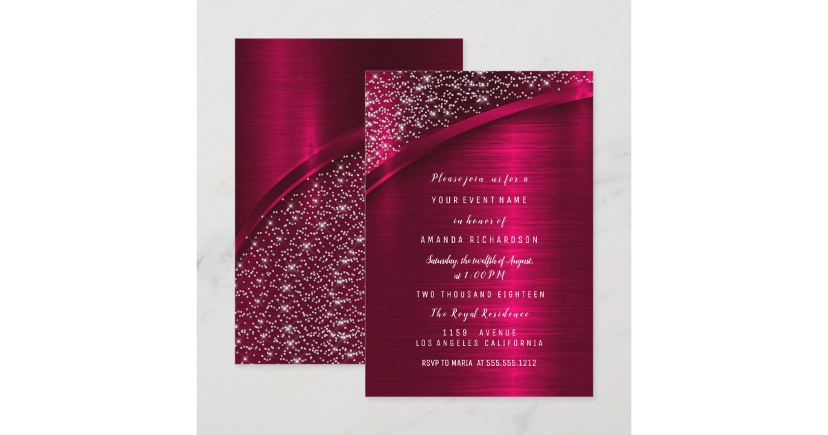 Marsala Glitter Bridal Shower Birthday Sweet 16th Invitation | Zazzle