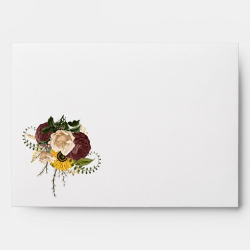 Marsala Roses Sunflowers Budget Cheap Wedding Envelope | Zazzle