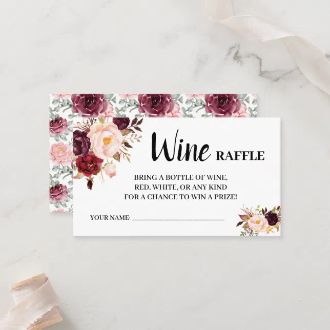 Marsala Wine Raffle Ticket Bridal Shower card | Zazzle