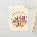Marseille France City Skyline Emblem Postcard | Zazzle