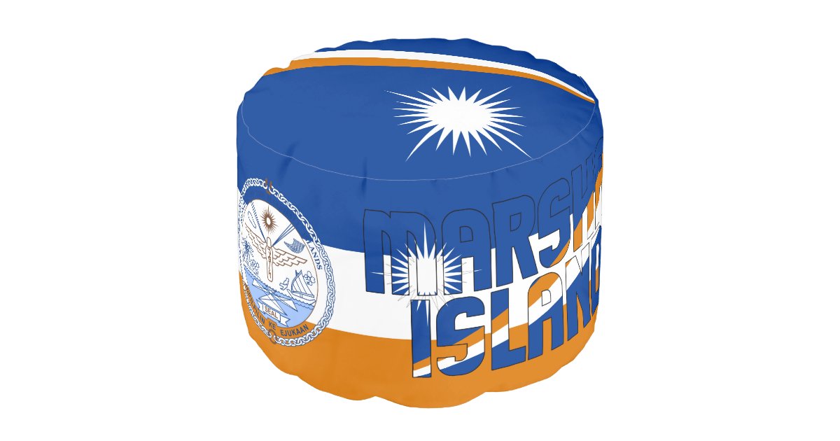 Marshall Islands Flag and Coat of Arms Patriotic Pouf | Zazzle