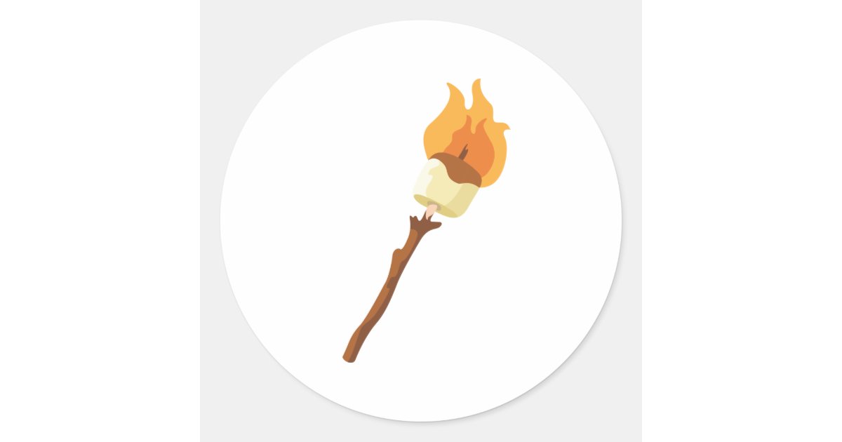 Marshmallow Roast Classic Round Sticker | Zazzle