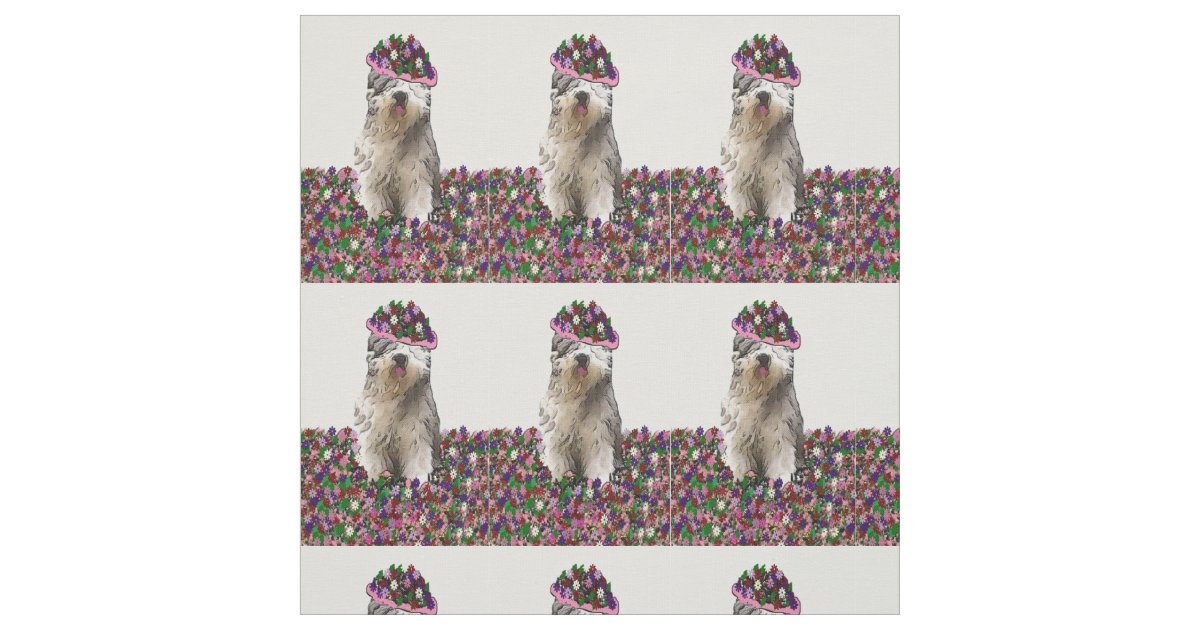 Martha Old English Sheepdog Fabric | Zazzle