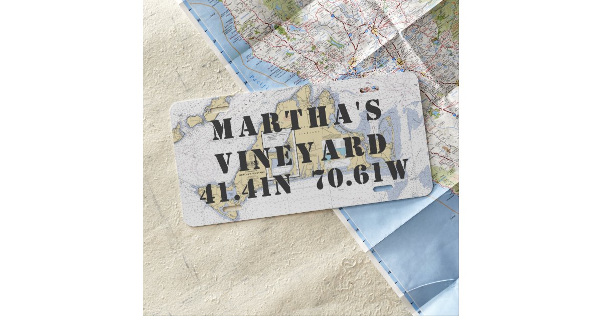 Martha's Vineyard Nautical Latitude Longitude License Plate | Zazzle