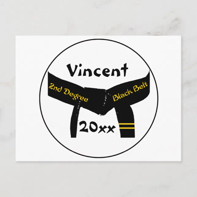 Martial Arts 2nd Degree Black Belt Postcard | Zazzle