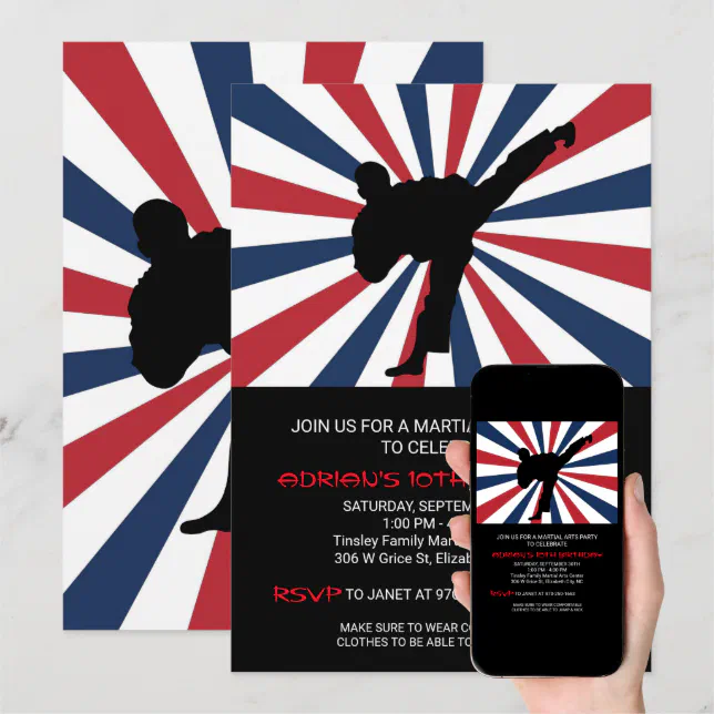 Martial Arts Birthday Party Invitations | Zazzle