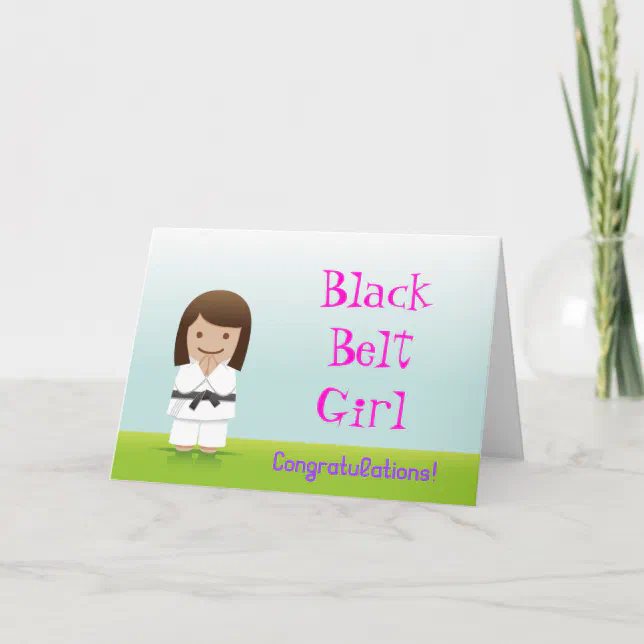 Martial Arts Black Belt Girl Congratulations Card | Zazzle