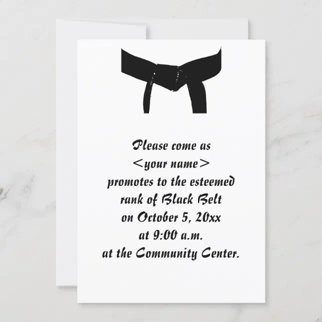 Martial Arts Bold Black Belt Promotion Test Invite | Zazzle