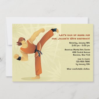 Martial Arts Guy Invitation | Zazzle