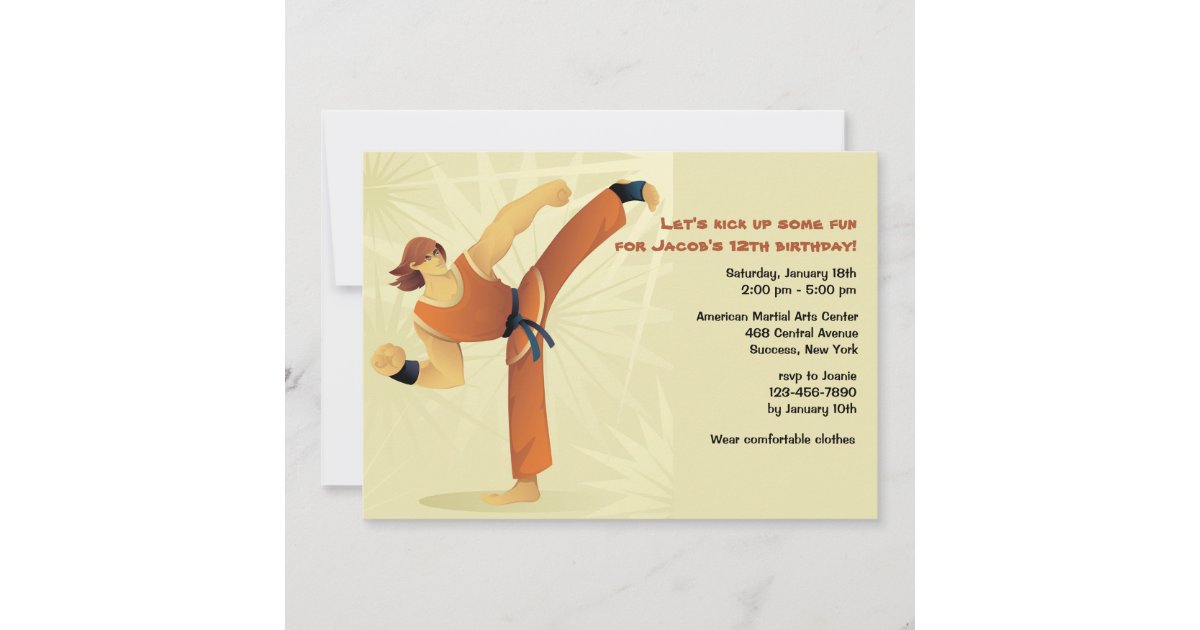 Martial Arts Guy Invitation | Zazzle
