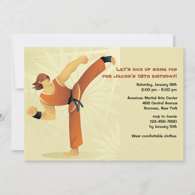 Martial Arts Guy Invitation | Zazzle