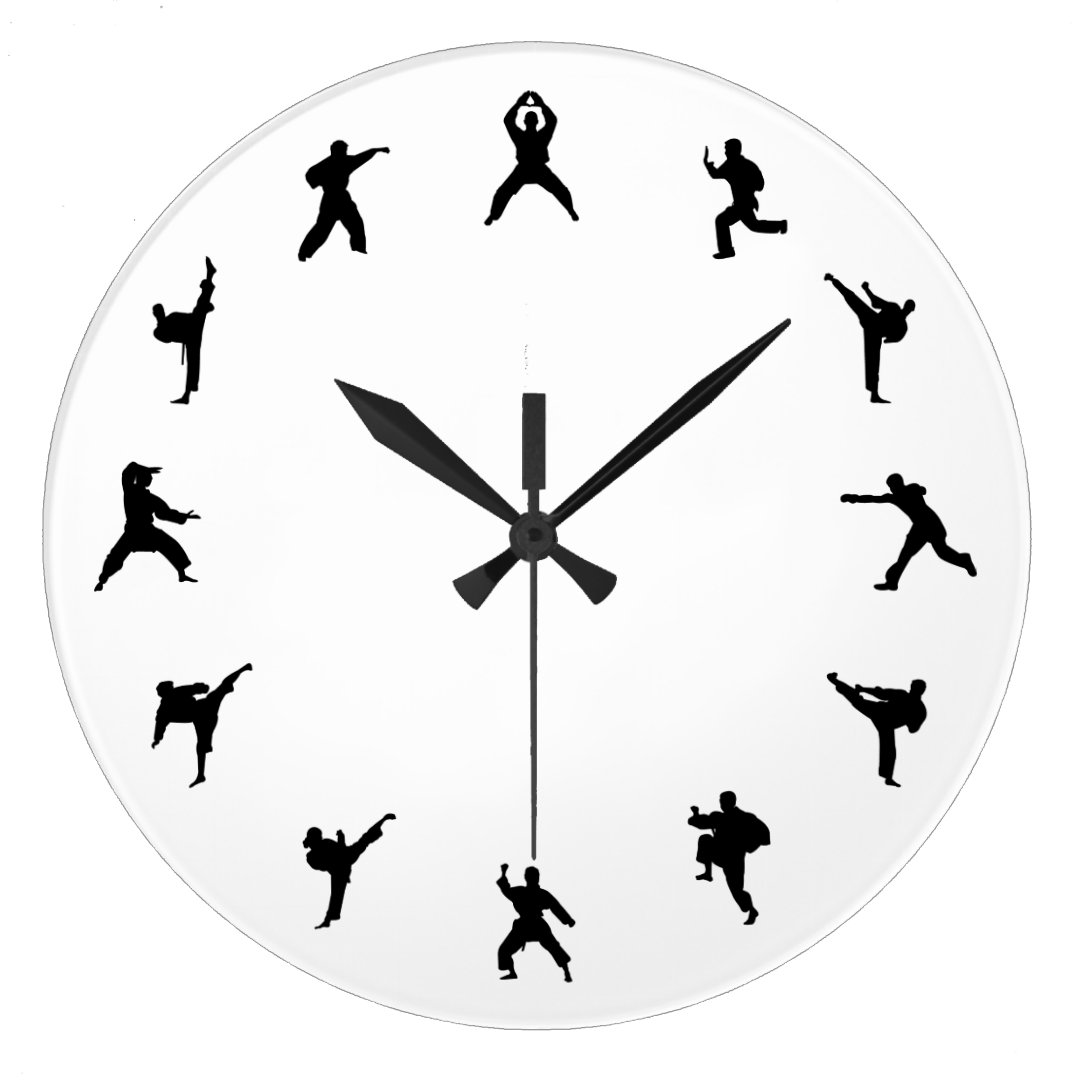 Martial Arts Karate (Black, White) Large Clock | Zazzle