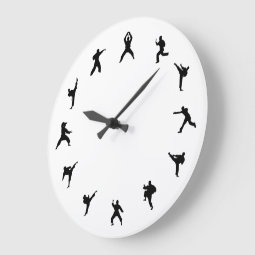 Martial Arts Karate (Black, White) Large Clock | Zazzle
