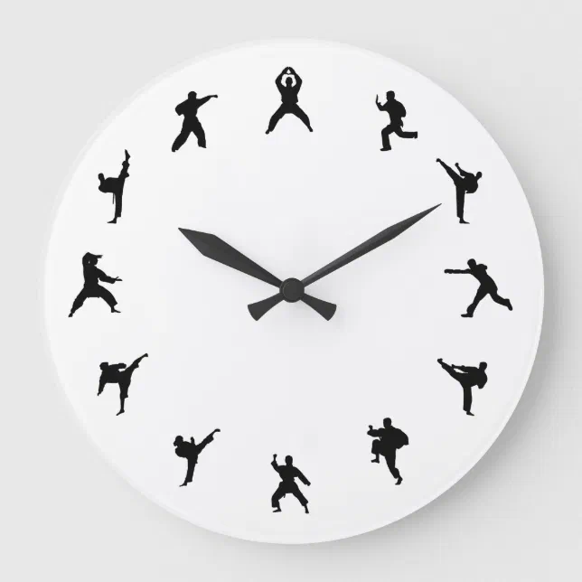 Martial Arts Karate (Black, White) Large Clock | Zazzle