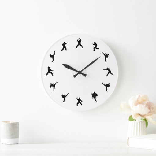 Martial Arts Karate (Black, White) Large Clock | Zazzle