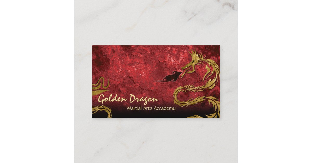 Martial Arts Karate Business Card Golden Dragon | Zazzle