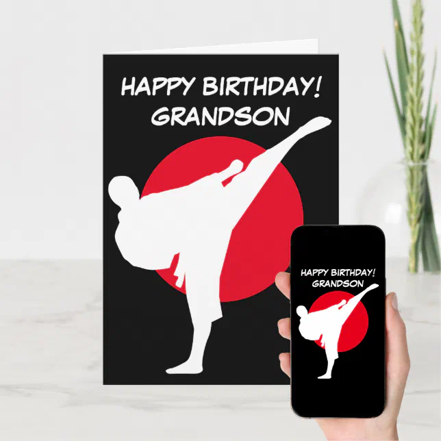 Martial arts karate custom Happy Birthday card | Zazzle
