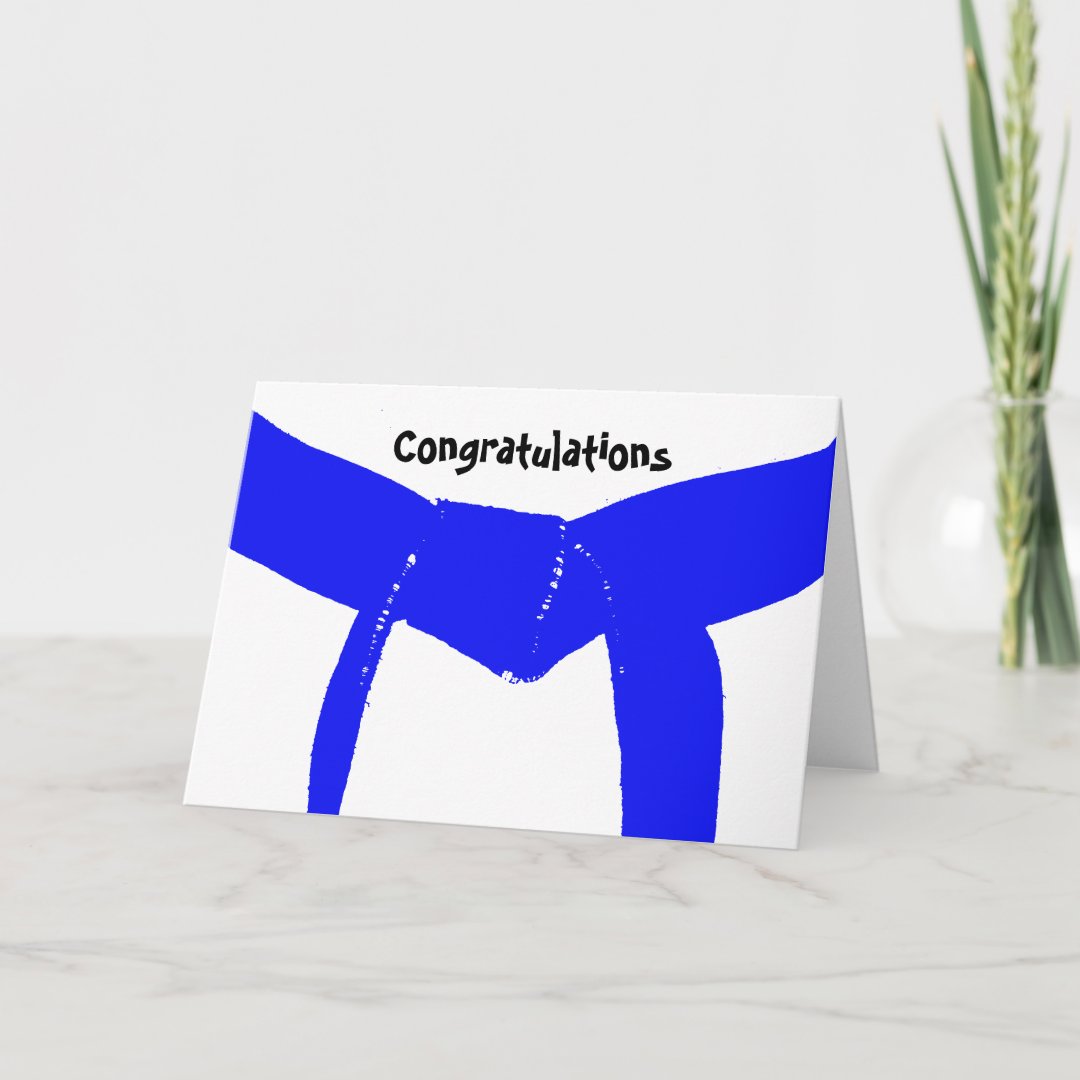 Martial Arts Light Blue Belt Congratulations Card | Zazzle