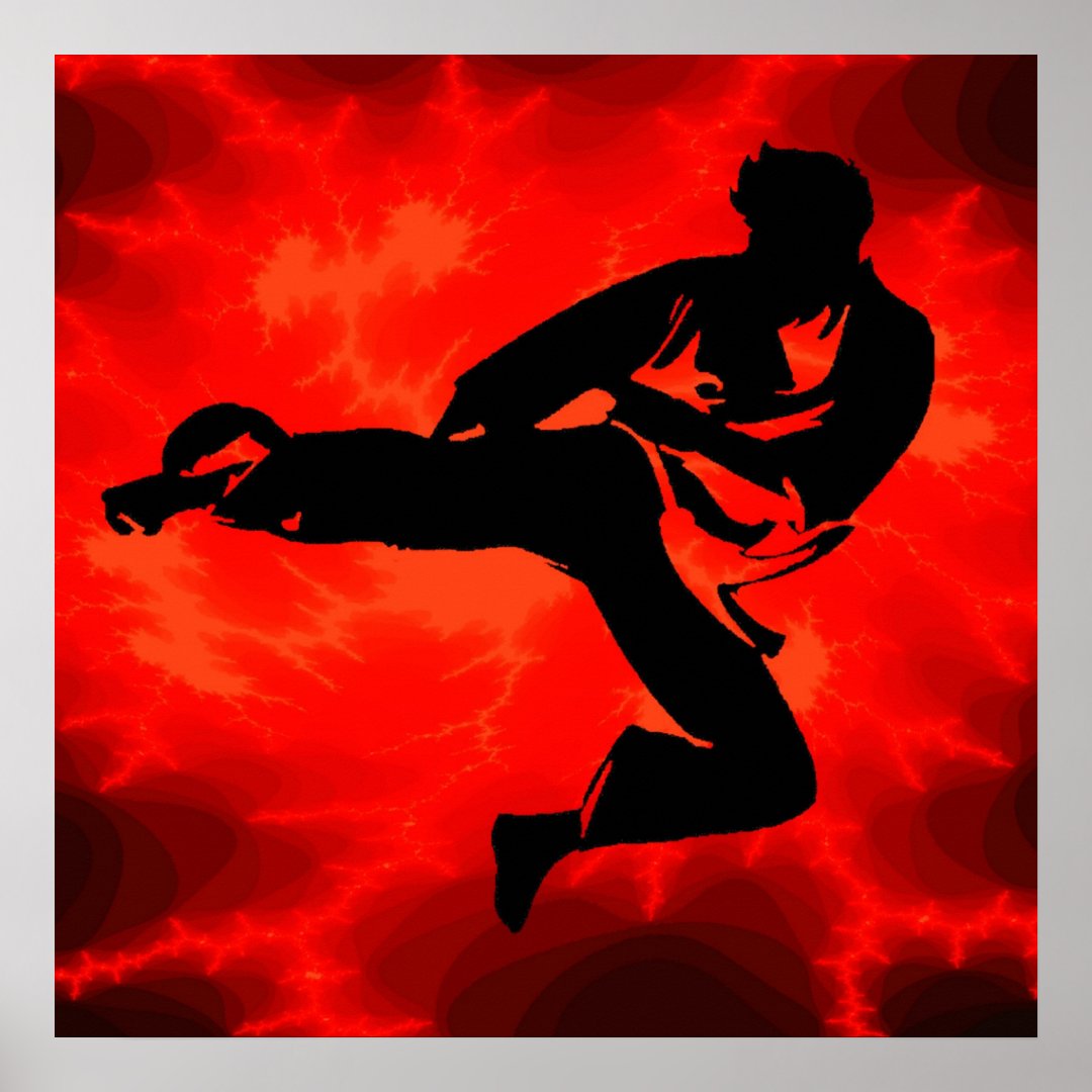 Martial Arts man Red Lightning poster | Zazzle