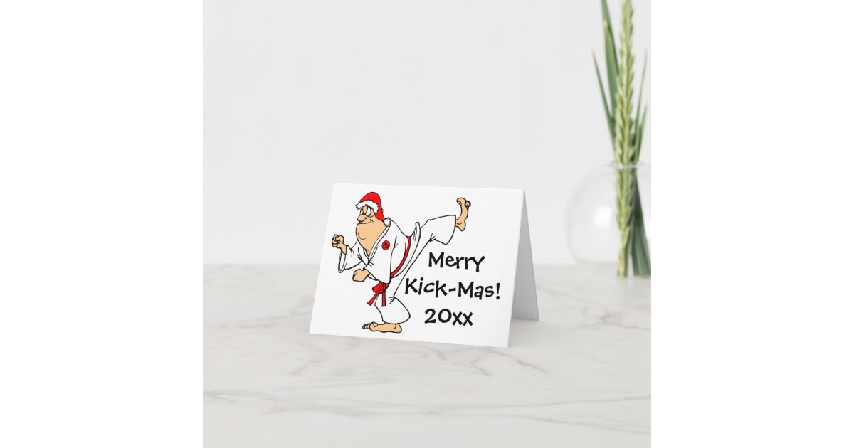 Martial Arts Merry Kick-Mas Christmas Holiday Card | Zazzle