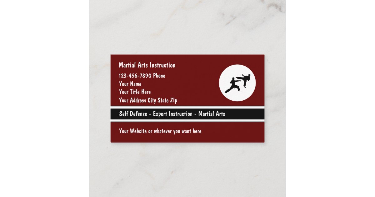 Martial Arts Self Defense Class Business Cards | Zazzle.com