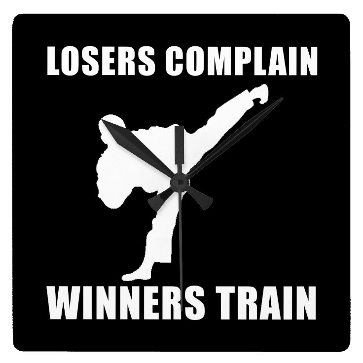 Martial Arts Winners Train Square Wall Clock | Zazzle