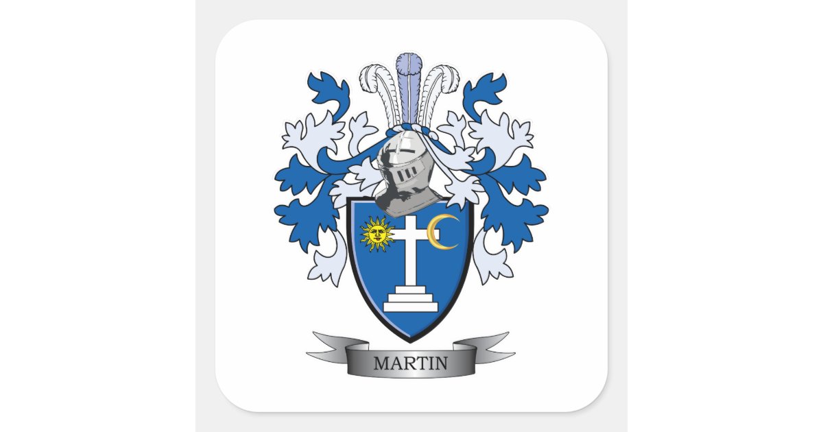 Martin Coat of Arms Square Sticker | Zazzle