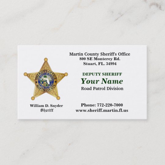 Martin County Sheriff's Office Bussiness Card. Business Card | Zazzle.com