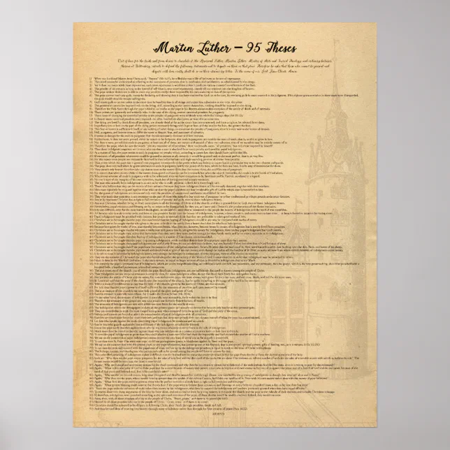Martin Luther 95 Theses (Eng) Wittenberg Church Poster | Zazzle
