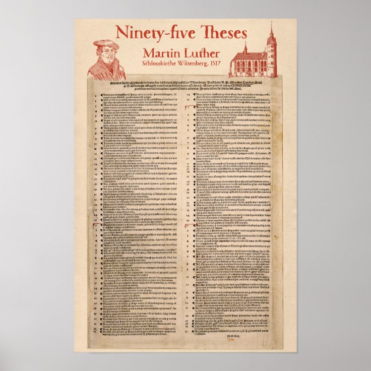 Martin Luther 95 Theses (original Latin) Poster | Zazzle
