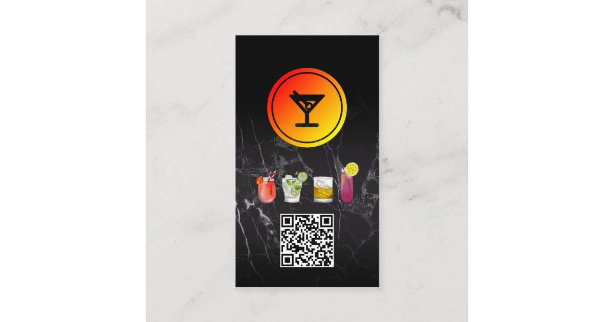 Martini Cocktail Logo | QR Code Business Card | Zazzle