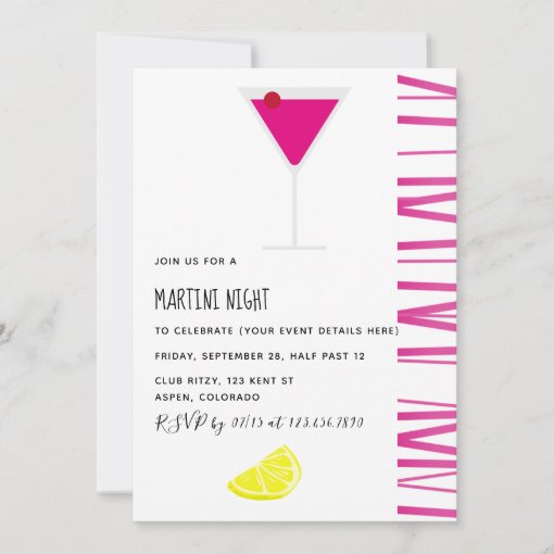 Martini Cocktail Night Party Invitation | Zazzle