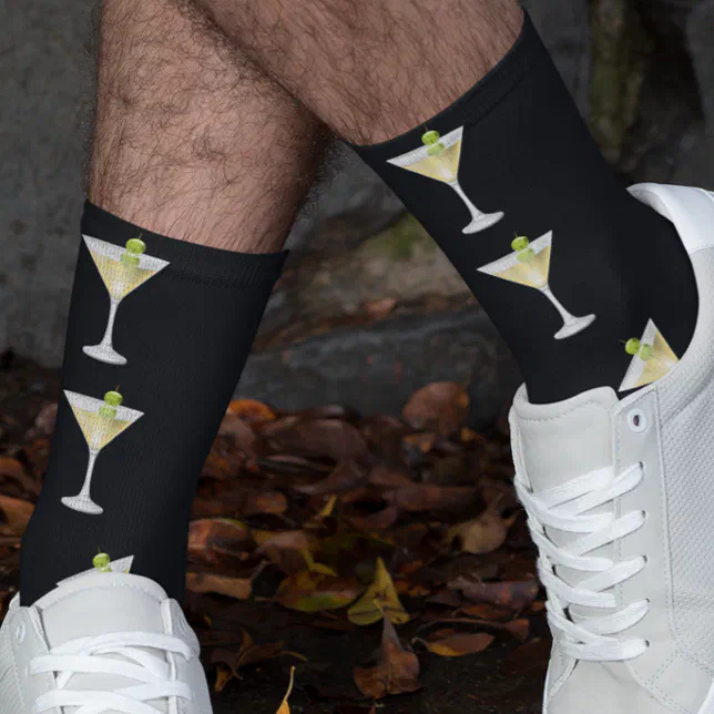 Martini Cocktail Olives Fun Classy Drinking Socks | Zazzle