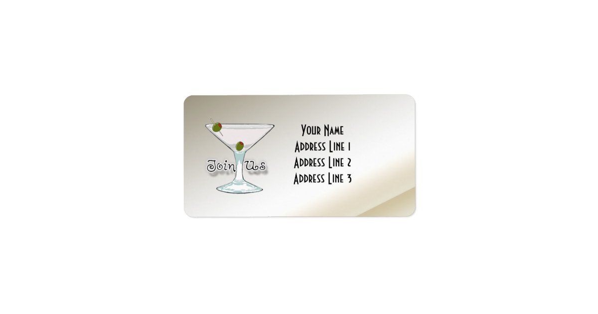 Martini Cocktail Party Invitation Address Labels | Zazzle