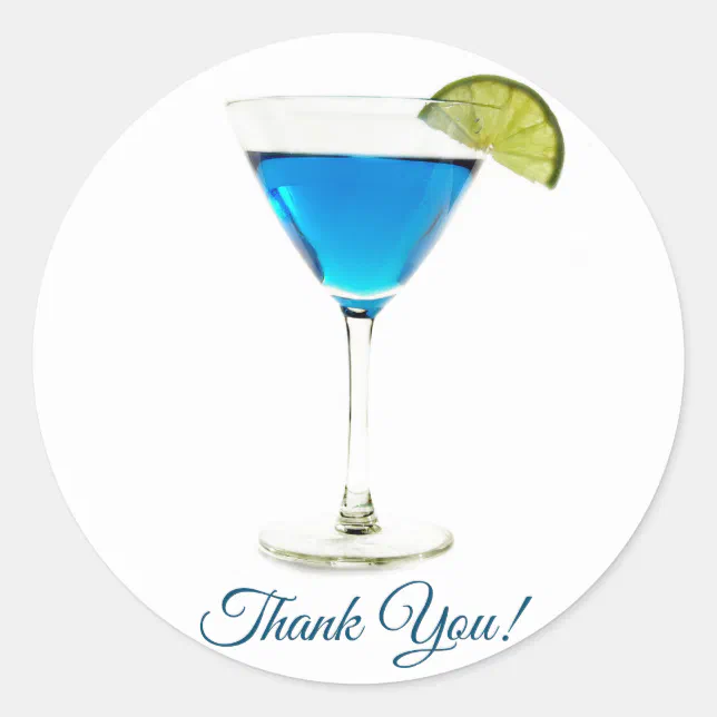Martini Cocktail Party Thank You Classic Round Sticker | Zazzle