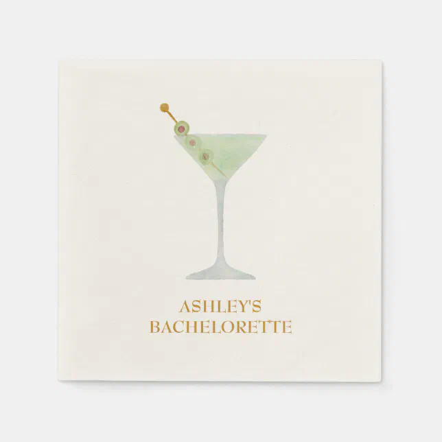 Martini Cocktail Wedding Shower or Bachelorette Napkins | Zazzle