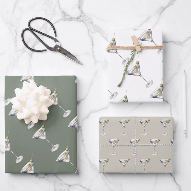Martini Cocktails Bar Pattern Wrapping Paper Sheets | Zazzle