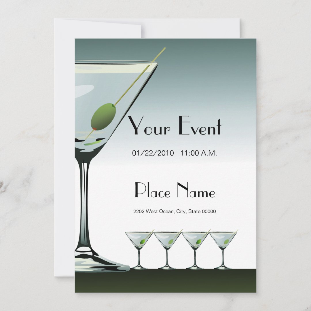 Martini Cocktails Invitation Template | Zazzle