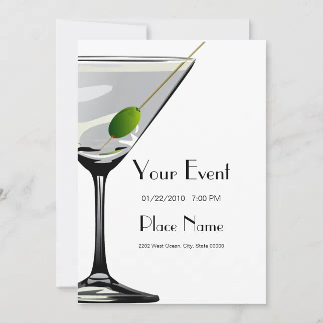 Martini Cocktails Invitation Template | Zazzle
