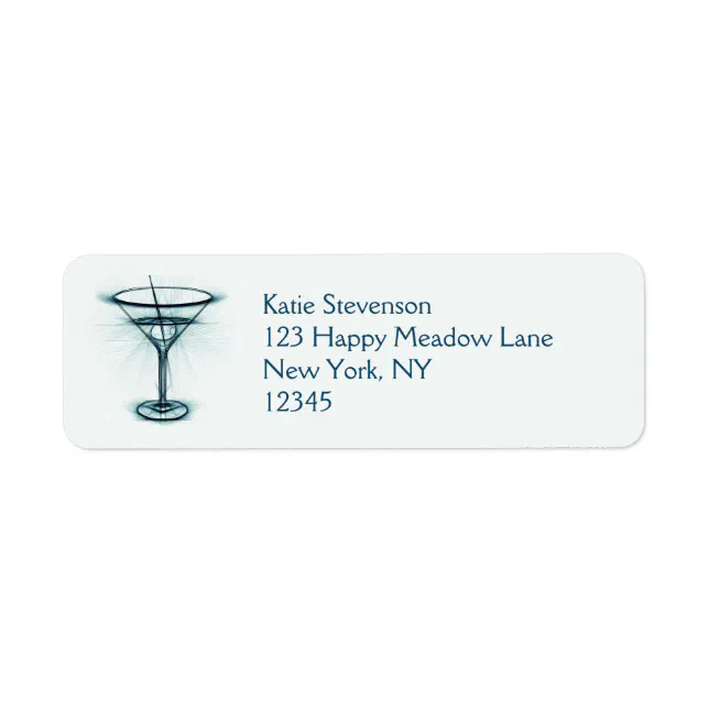 Martini Glass Sketch Label | Zazzle