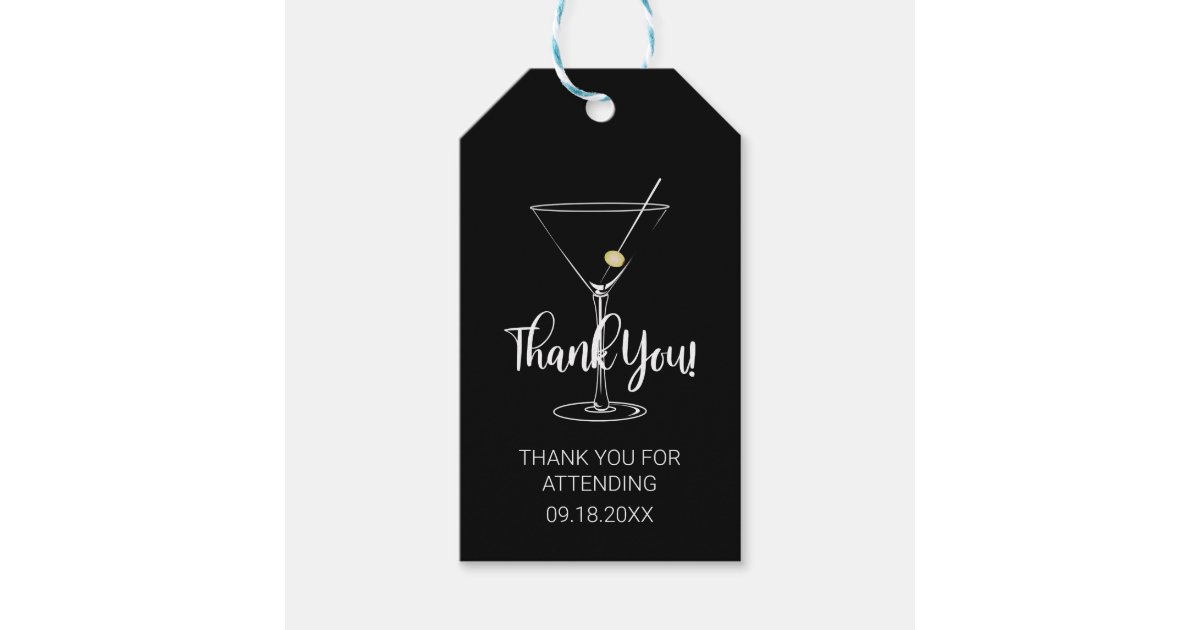 Martini Glass Thank You Gift Tags | Zazzle