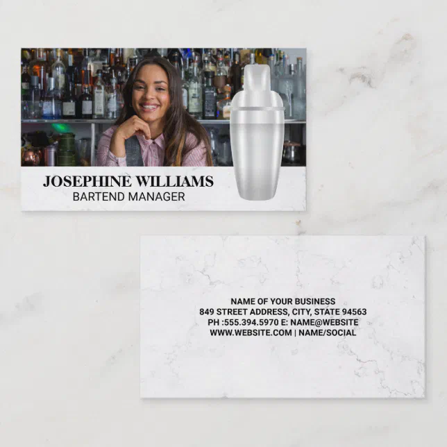 Martini Shaker | Bartender Mixologist | Add Photo Business Card | Zazzle