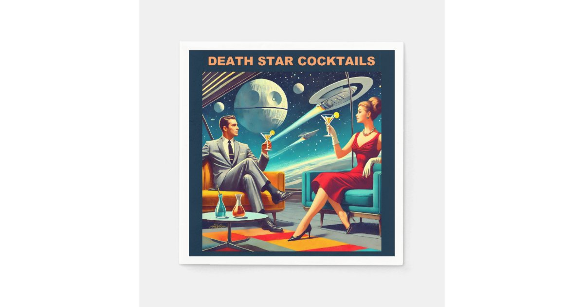 Martini Space Travel Posters Death Star Cocktails Napkins | Zazzle