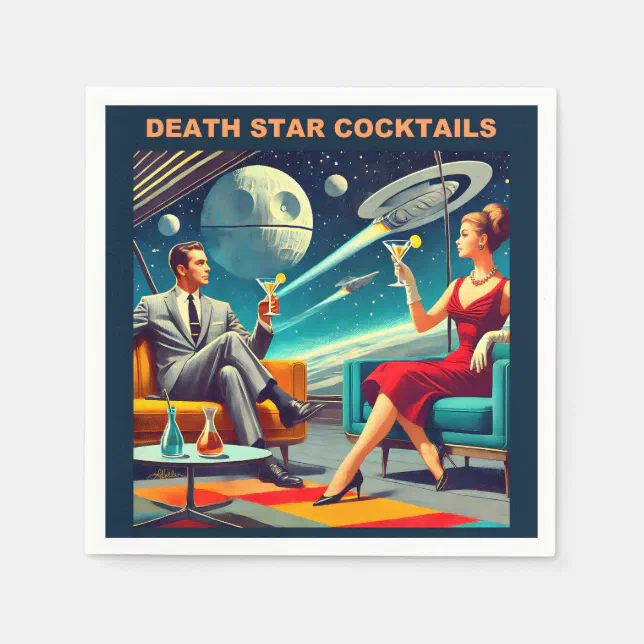 Martini Space Travel Posters Death Star Cocktails Napkins | Zazzle